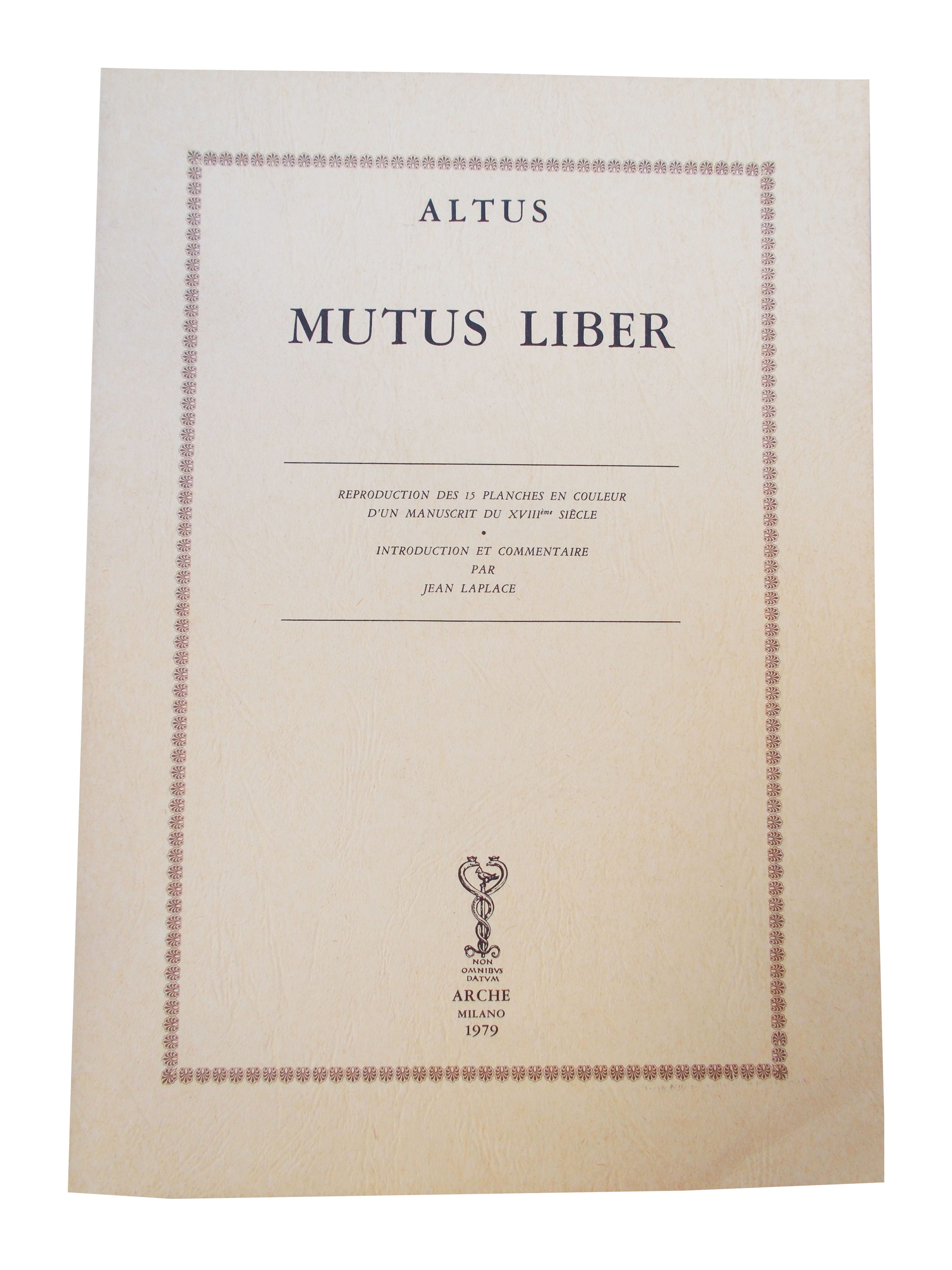 ALTUS MUTUS LIBER - Anonyme - Achat/Vente livres anciens, rares ...